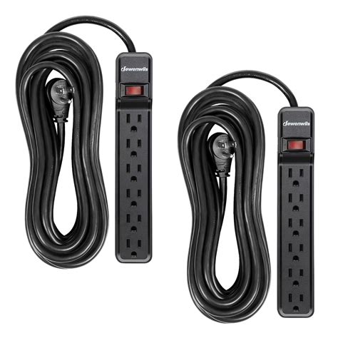 Dewenwils Power Strip Surge Protector With 25ft Extra Long Extension Cord Low Profile Flat Plug