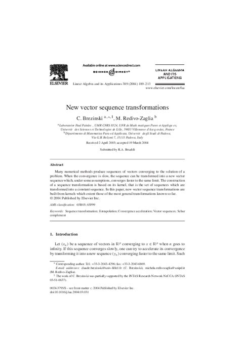 Pdf New Vector Sequence Transformations