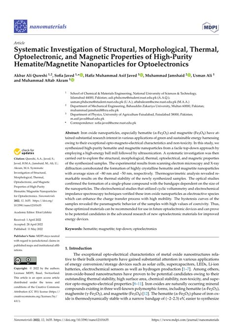Pdf Systematic Investigation Of Structural Morphological Thermal Optoelectronic And