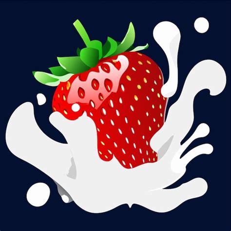 Premium Vector Realistic Ripe Strawberry In Splashing Milk