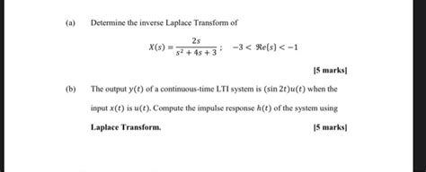 solved determine the inverse laplace transform of x s 2s 52