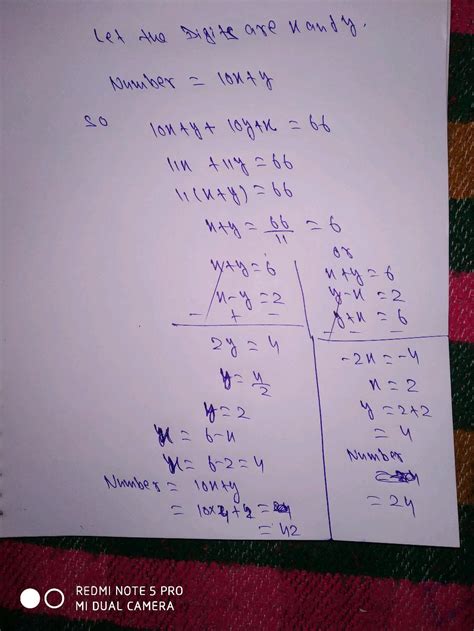 the sum of a two digit number and the number obtained by reversing the