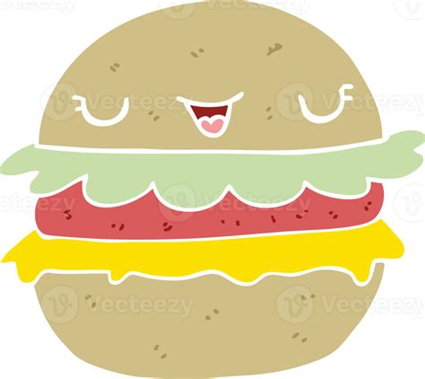 platt Färg stil tecknad serie burger 44960005 PNG