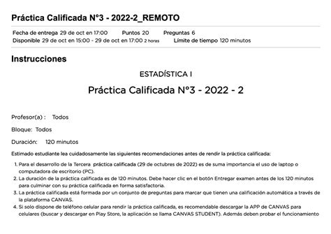 Practica Calificada 3 Estadí Stica 1 Estadística I Studocu