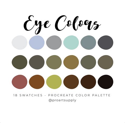 Eye Colors Procreate Color Palette Hex Codes Brown Green Etsy Color