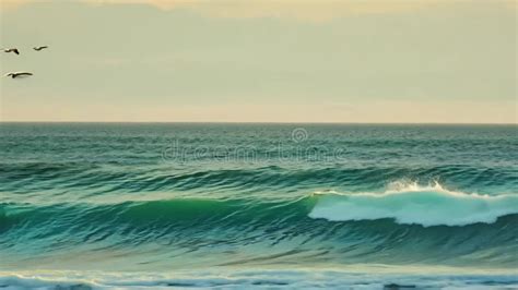 Ocean Waves Crashing On A Beach At Sunset Stock Footage Video Of