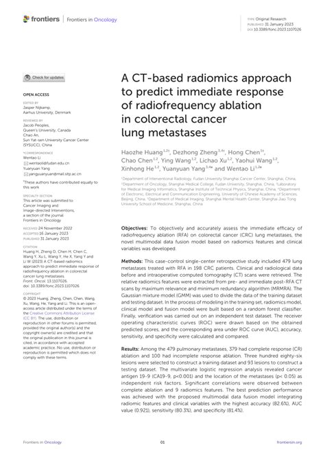 Pdf A Ct Based Radiomics Approach To Predict Immediate Response Of