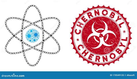 Coronavirus Mosaic Atom Icon With Textured Chernobyl Seal Stock Vector