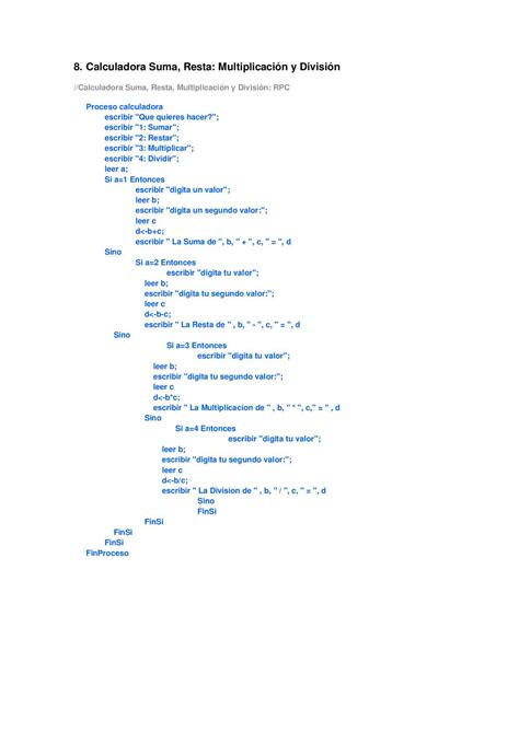 ejercicios pseudocodigo pse int rpc calameo downloader