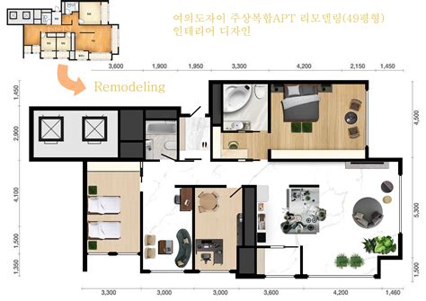 여의도 자이 아파트 리모델링 평면도 동선계획 아이디어 인테리어디자인 Apartment Remodelingfloor Plan