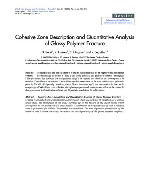 Pdf Cohesive Zone Description And Quantitative Analysis Of Glassy