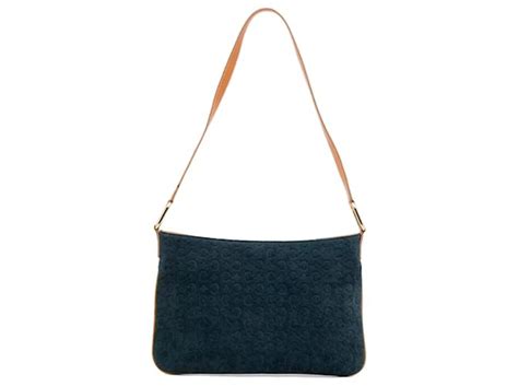 Céline Celine Blue C Macadam Shoulder Bag Navy Blue Suede Leather Ref