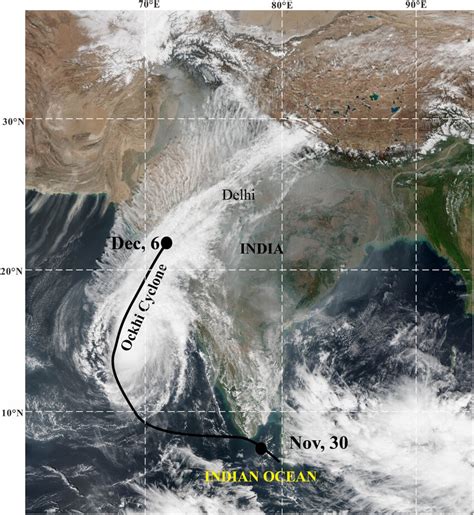 Satellite Map Insat Imd Indicating The Cyclone Ockhi On 4 Th