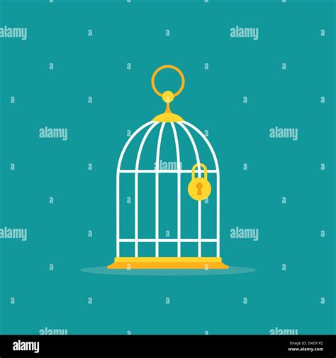 Locked Golden Bird Cage With Golden Lock Icon Trap Imprisonment Jail