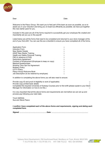 25 Subway Employment Form Free To Edit Download And Print Cocodoc