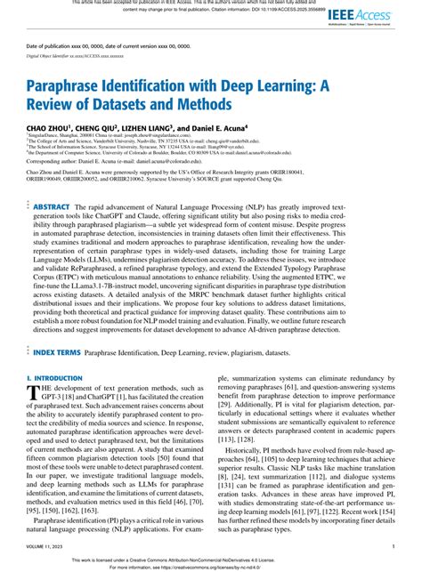 Pdf Paraphrase Identification With Deep Learning A Review Of Datasets And Methods