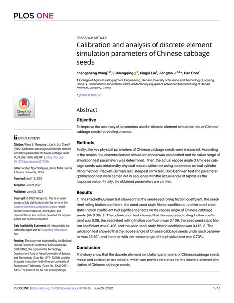 pdf calibration and analysis of discrete element simulation