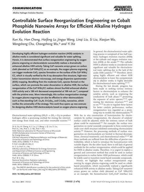 Pdf Controllable Surface Reorganization Engineering On Cobalt