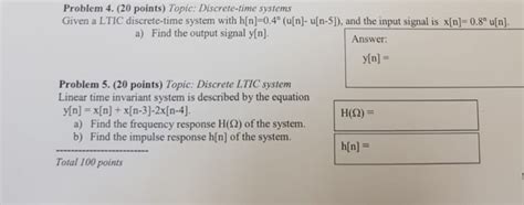 Solved Problem Points Topic Discrete Time Systems Chegg