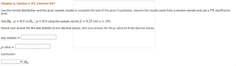 solved chapter 6 section 1 ht exercise 047 use the normal