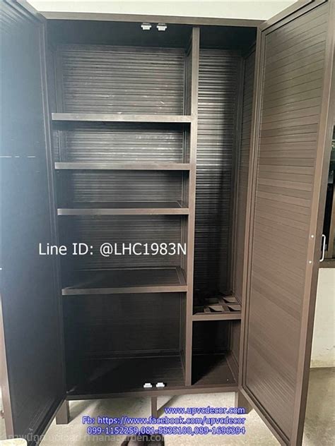 ตู้เก็บของนอกบ้าน ตู้เก็บไม้กวาดไม้ถูจอบเสียม ตู้upvcไม่ผุ กว้าง 40 เซนติเมตร สูง 212 เซนติเมตร