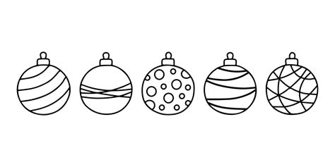 Different Circle Christmas Ball With Ornament Doodle Shape Hand Draw Line Sketch Toy For
