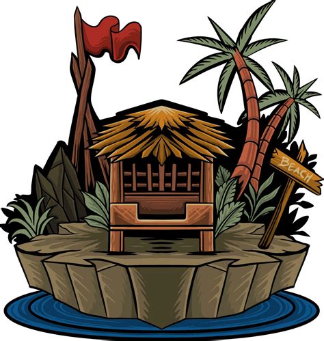 Beach Hut Vector Illustration 23523826 Vector Art At Vecteezy