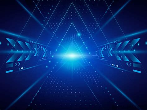 科技感光晕效果光线点状图指示箭头等距三角形背景海报素材 花瓣网