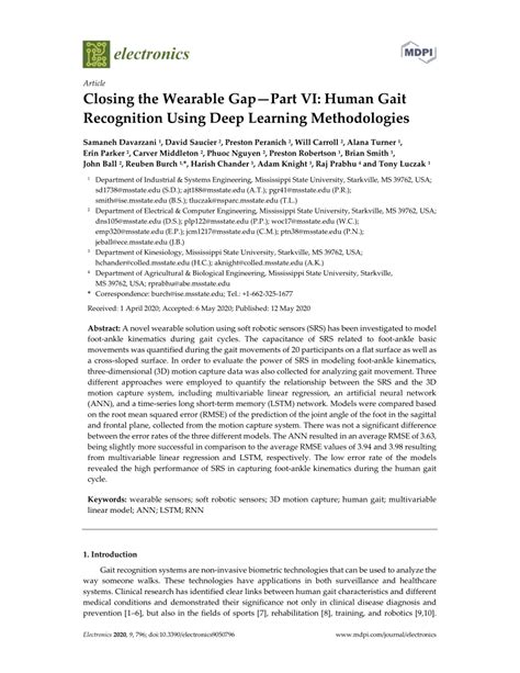 Pdf Closing The Wearable Gap—part Vi Human Gait Recognition Using Deep Learning Methodologies
