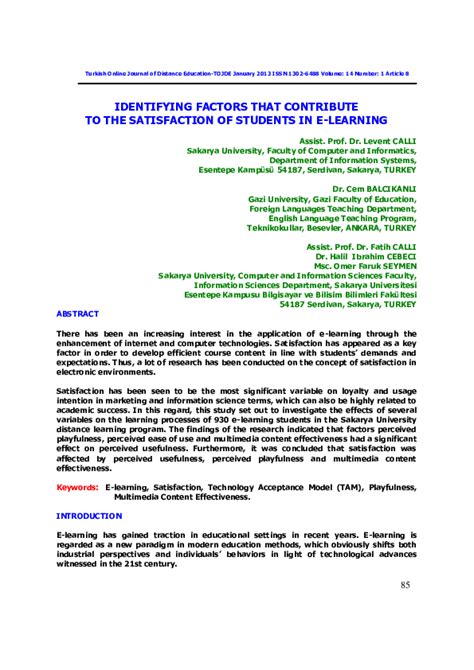 Pdf Identifying Factors That Contribute To The Satisfaction Of