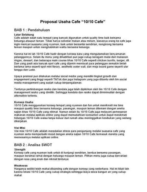 Contoh Proposal Usaha Cafe Download Doc Pdf