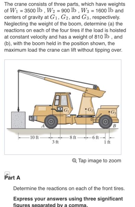 Solved The Crane Consists Of Three Parts Which Have Weights Chegg