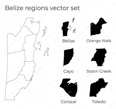 Belice mapa con formas de regiones Mapa vectorial en blanco del país con regiones Fronteras de