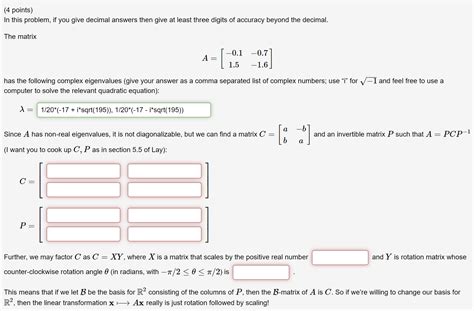 Solved 4 Points In This Problem If You Give Decimal Chegg