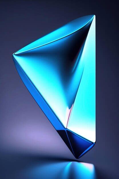 Premium Ai Image A Blue Glass Lamp With A Triangular Shape That Says