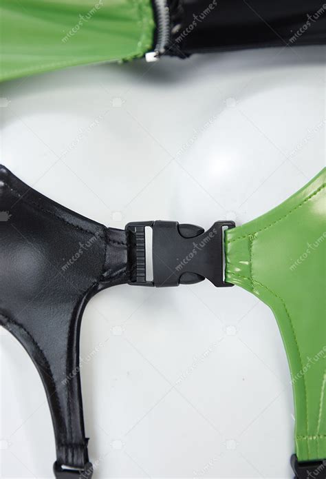 Shego Derivative Sexy Lingerie Set Green Menace Gothic Black And Green Buckle Top Panty With