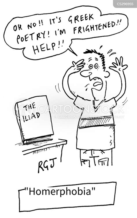 Cartoons Und Karikaturen Mit Griechischer Dichter