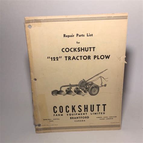 Cockshutt Parts List 122 Tractor Plow Carmichaels Garage