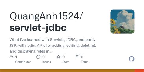 Github Quanganh1524servlet Jdbc What Ive Learned With Servlets