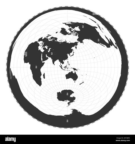 Vector World Map Azimuthal Equidistant Projection Plain World Geographical Map With Latitude
