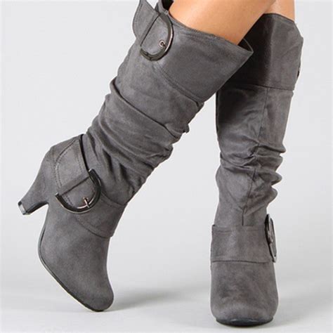 Okbop Womens Middle Mid Calf Boots Winter Fashion Non Slip Shoes For