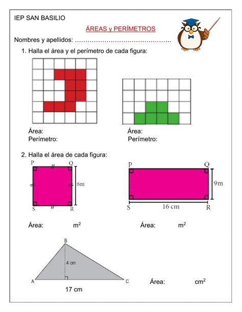 Áreas y Perímetros exercise for Cuarto grado Matematicas Primeros