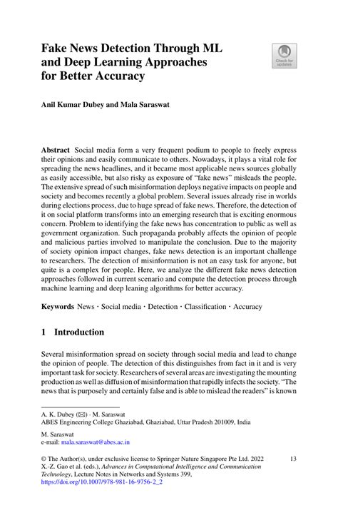 Pdf Fake News Detection Through Ml And Deep Learning Approaches For Better Accuracy
