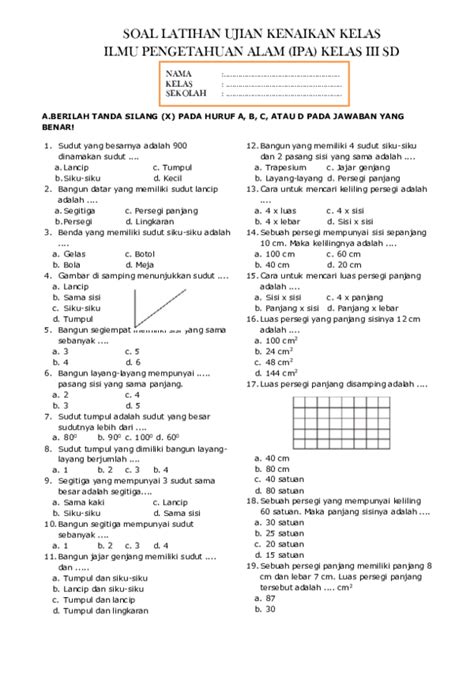 Soal Matematika Kelas 3 Sd Bimbel Brilian