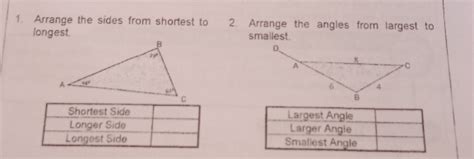 Solved Arrange The Sides From Shortest To Arrange The Angles From Largest To Longest Sm