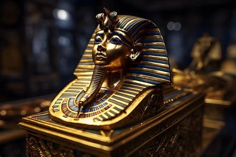 Premium Photo A Gold Statue Of A Sphinx Sits On A Table