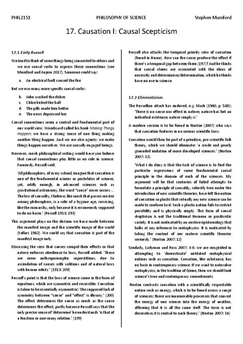 17 Causation I Phil 2151 Philosophy Of Science Stephen Mumford 17 Causation I Causal