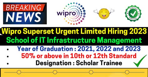 Wipro Superset Urgent Limited Hiring 2023 School Of It Infrastructure