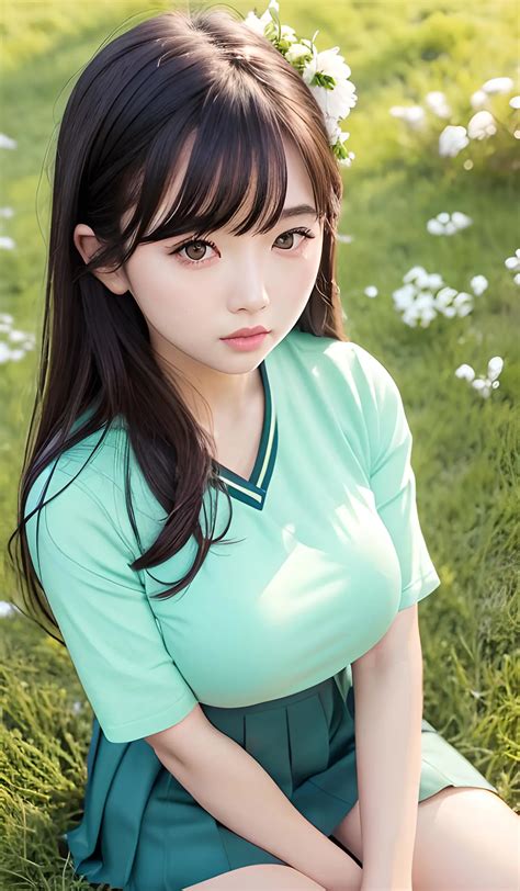 草地上的少女 无界ai