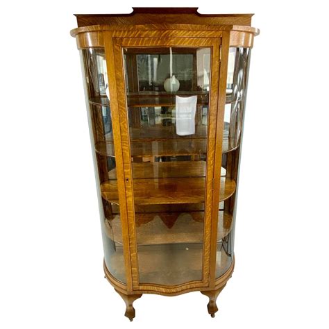 Oak Corner Curio Cabinet Curved Glass Cabinets Matttroy